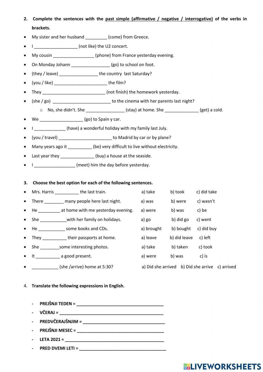 Past Simple - m… | Free Interactive Worksheets | 1785317