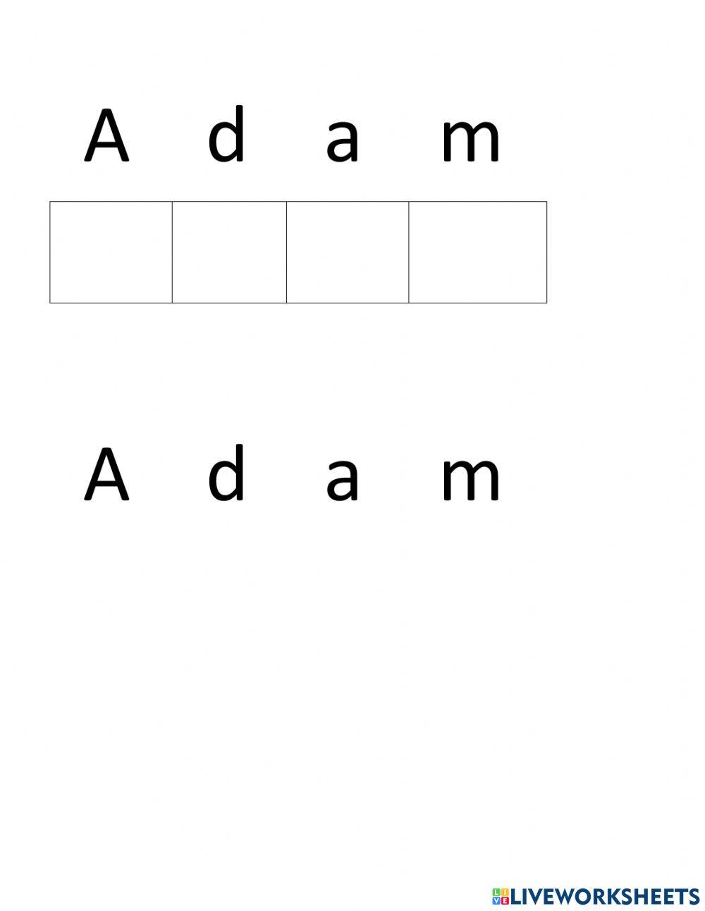 Adam letter matching worksheet | Live Worksheets
