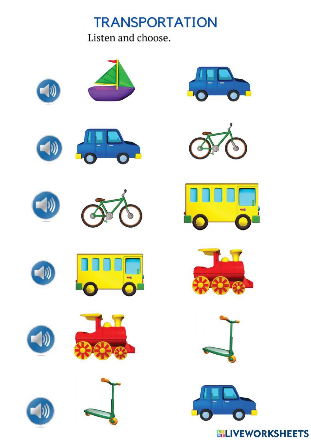 TRANSPORTATIONS online exercise for | Live Worksheets