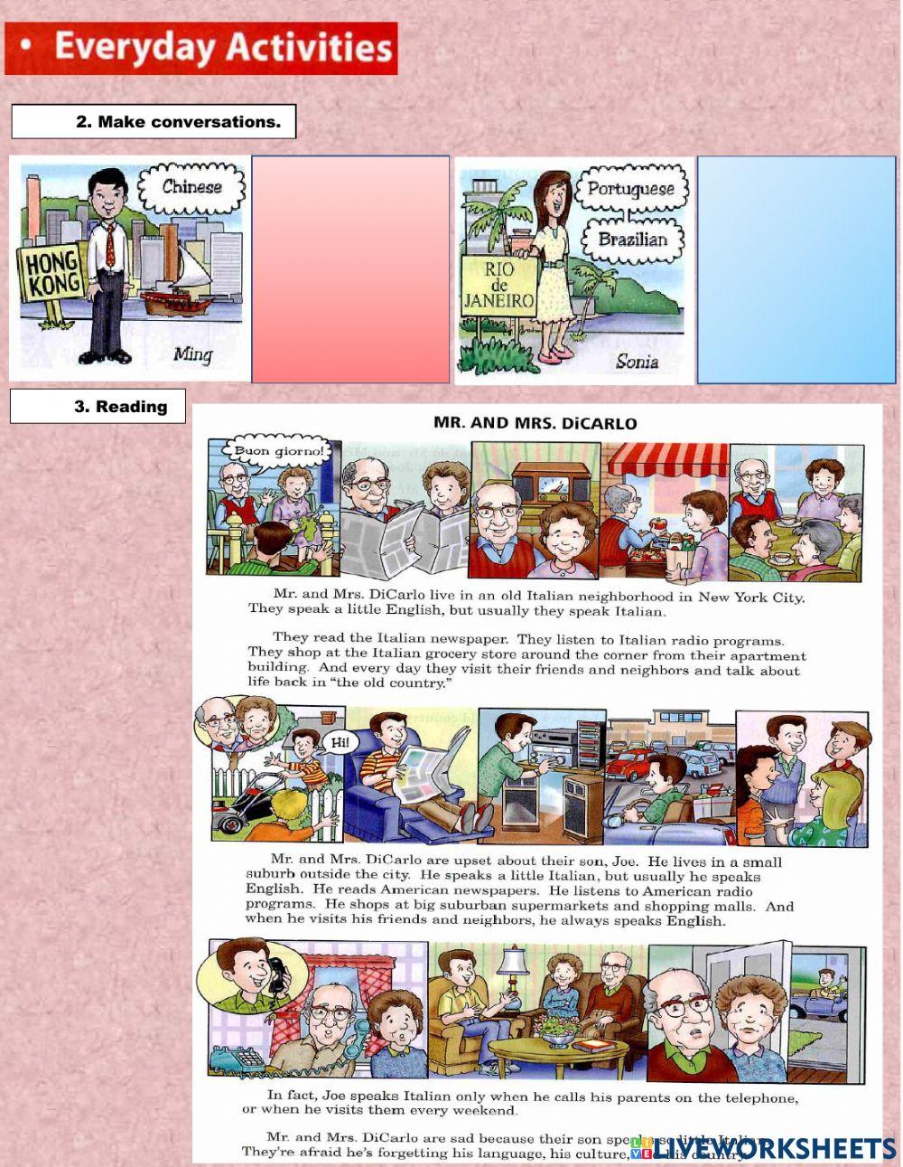 Everyday activi… | Free Interactive Worksheets | 1788383