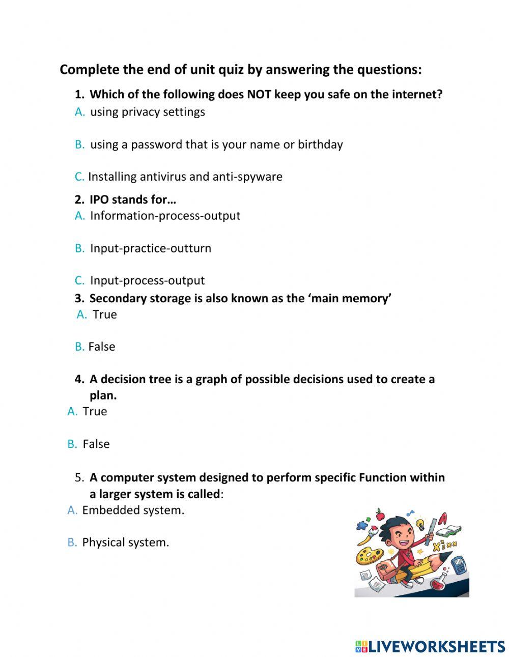 quiz activityG5 online exercise for | Live Worksheets