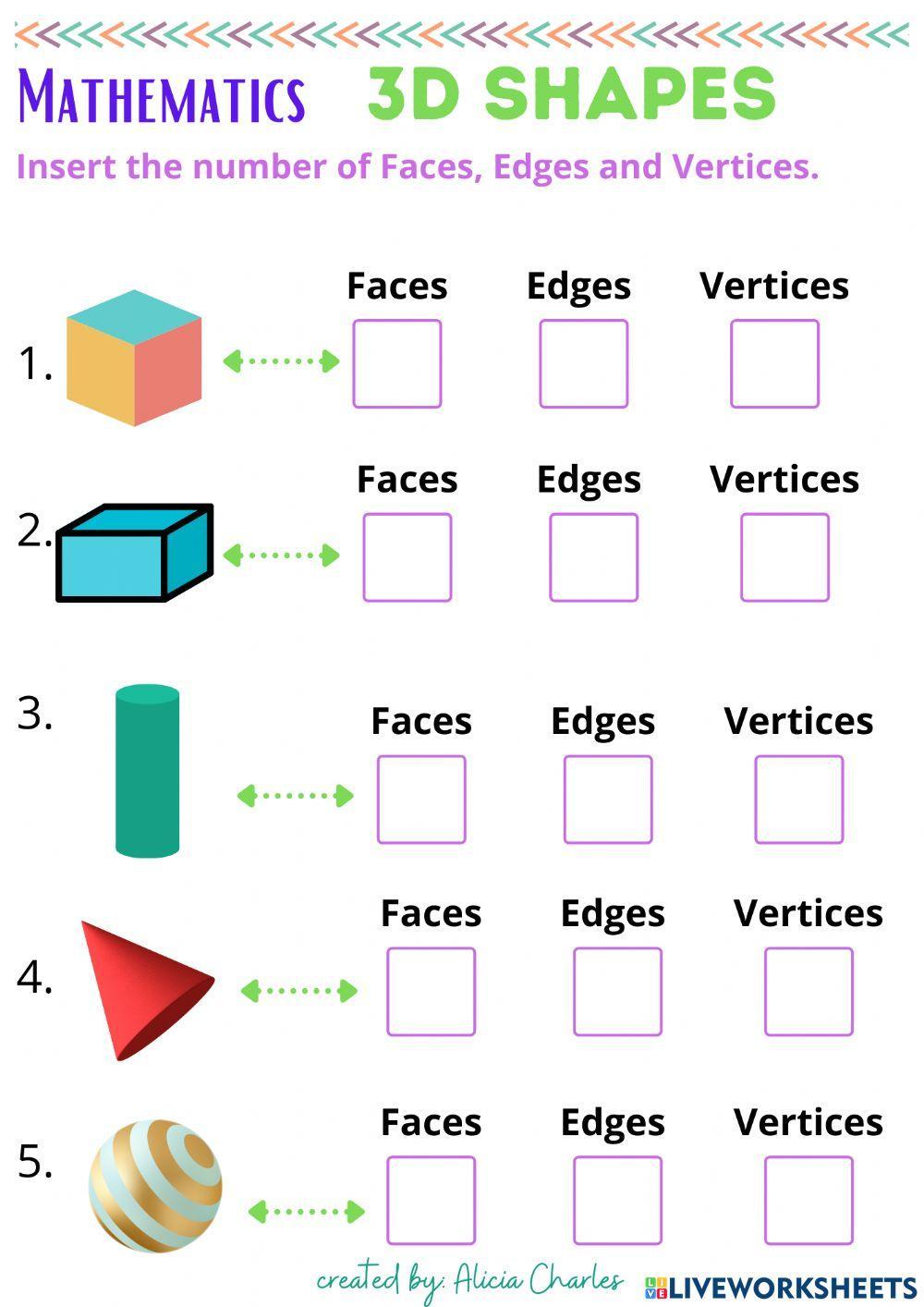 3d Shapes Faces Edges Vertices 3d Shapes Faces Edges Vertices