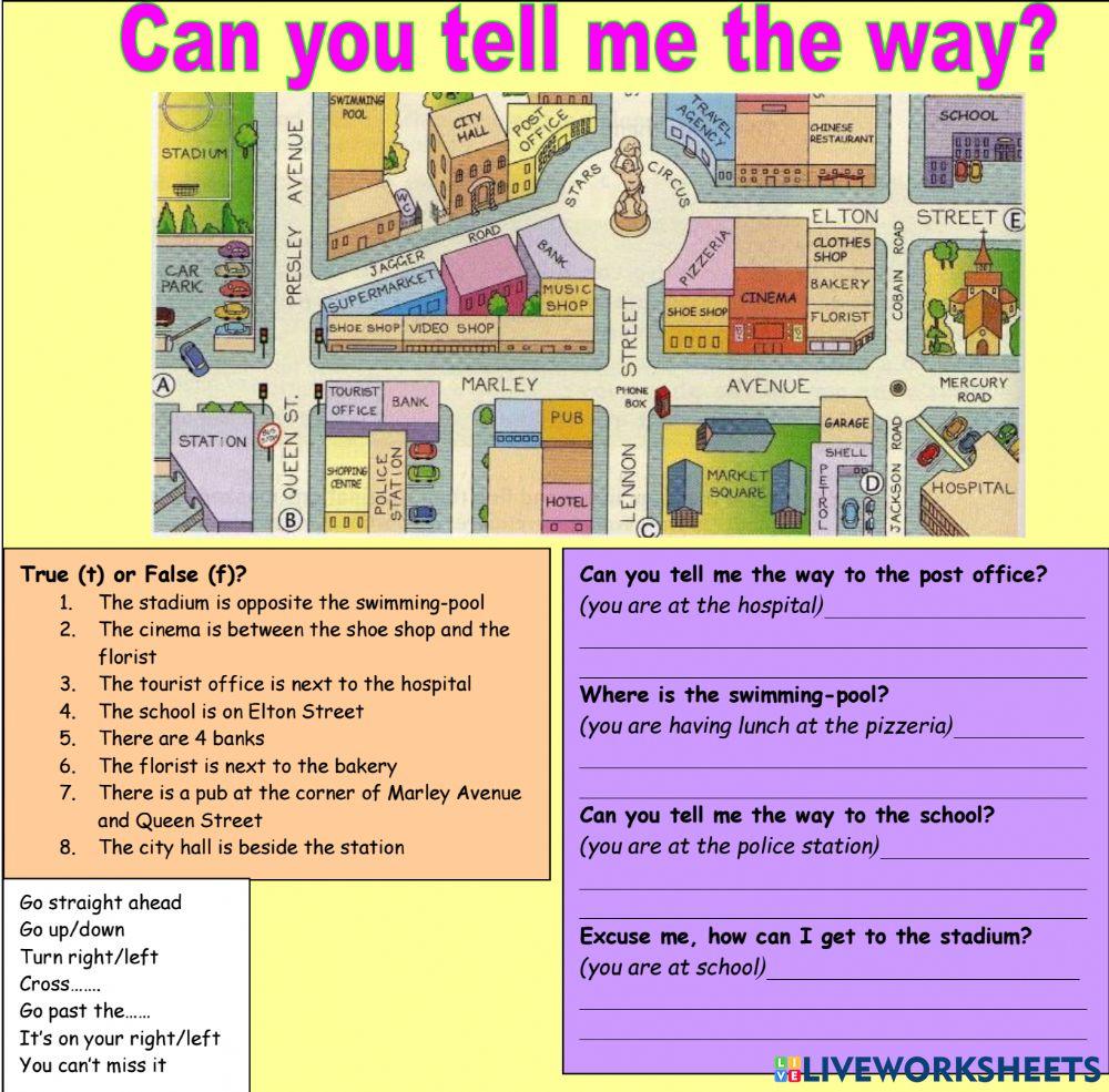 can you show me the way online exercise for | Live Worksheets