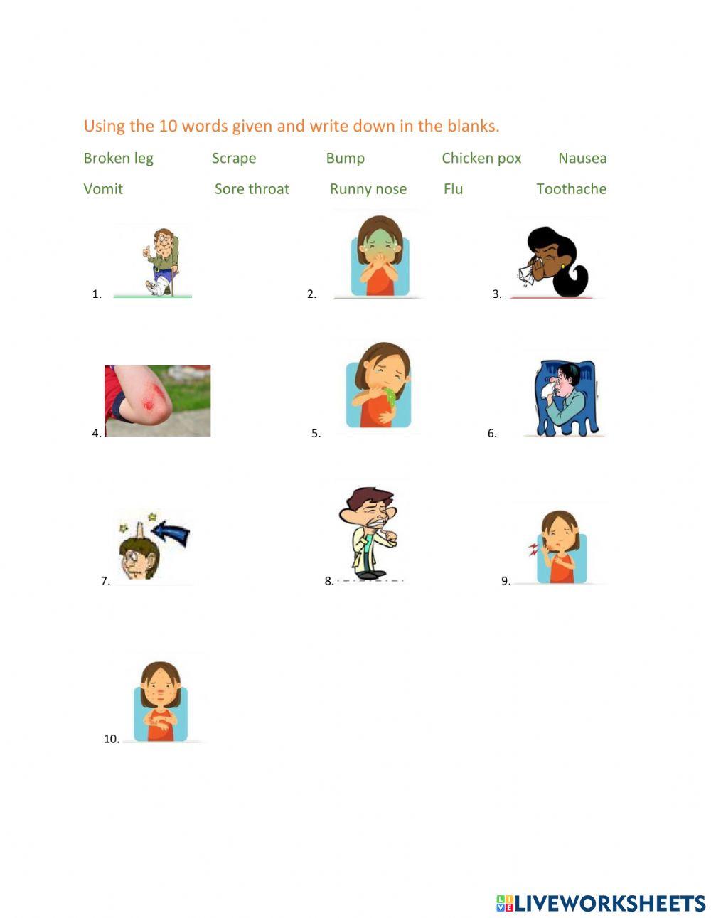 Sickness excercise online exercise for | Live Worksheets