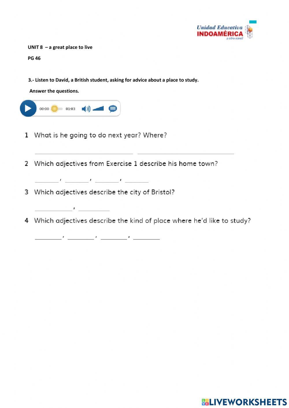 3RO -unit 8 pg 46 ACT 3 worksheet | Live Worksheets