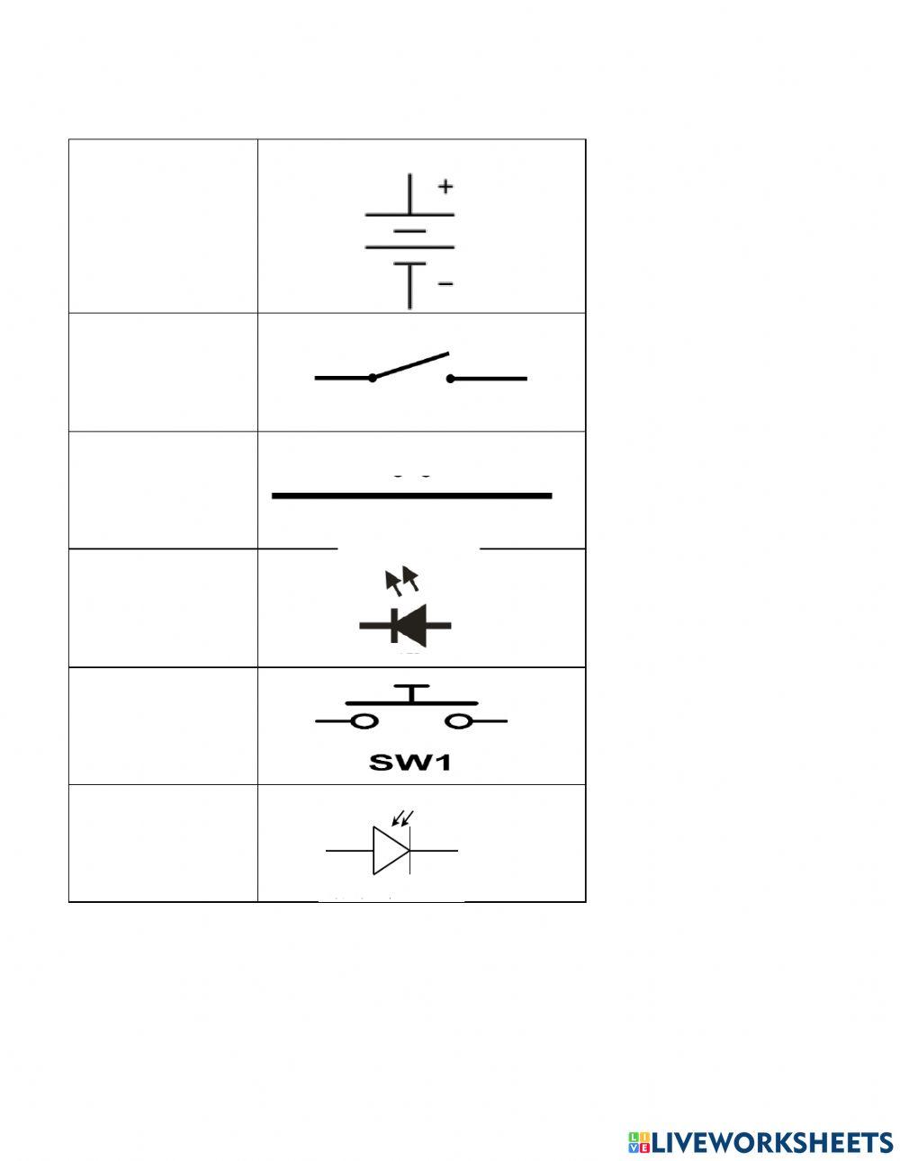 Schematic symbols worksheet | Live Worksheets
