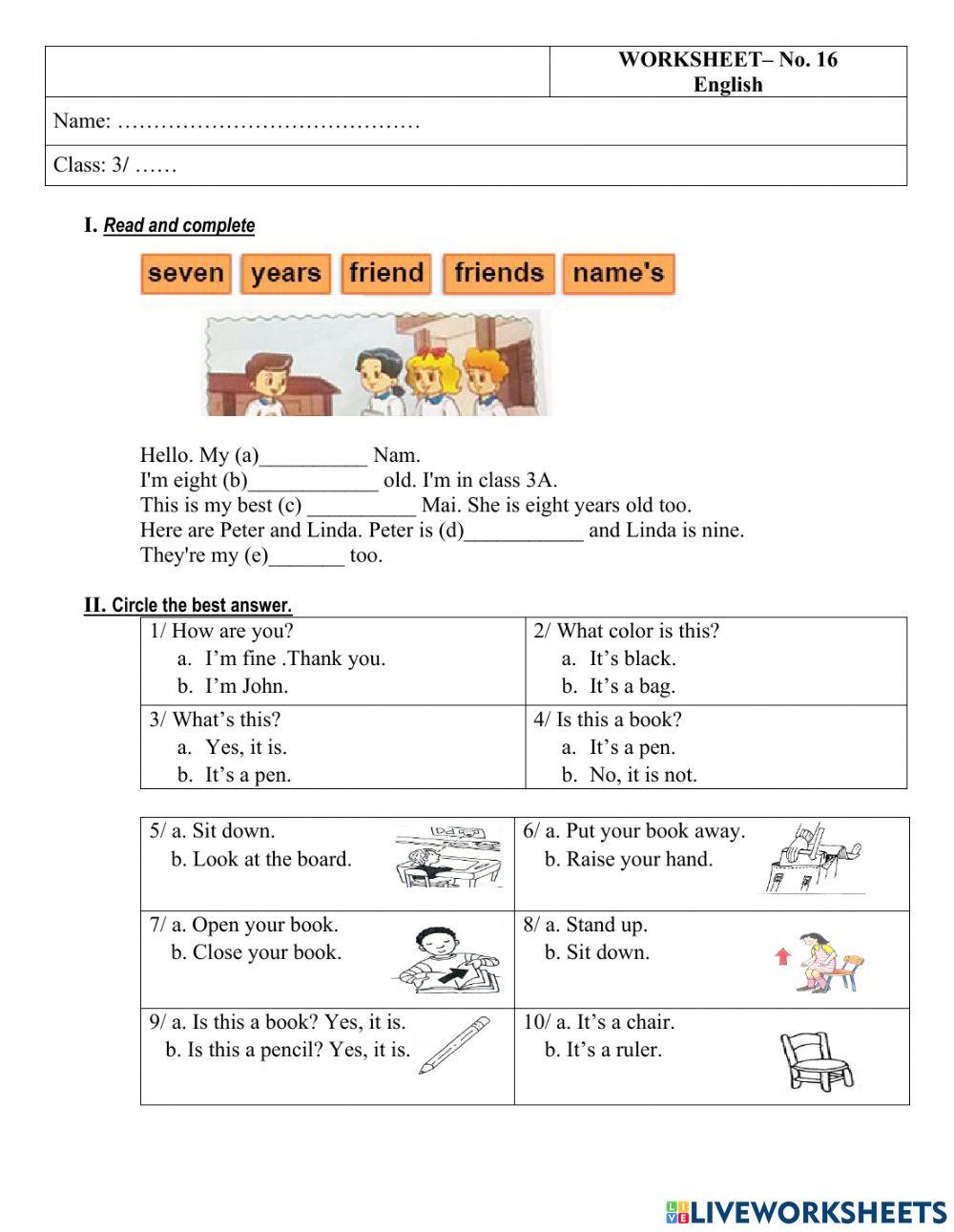 Grade 3 exercise for 3 | Live Worksheets