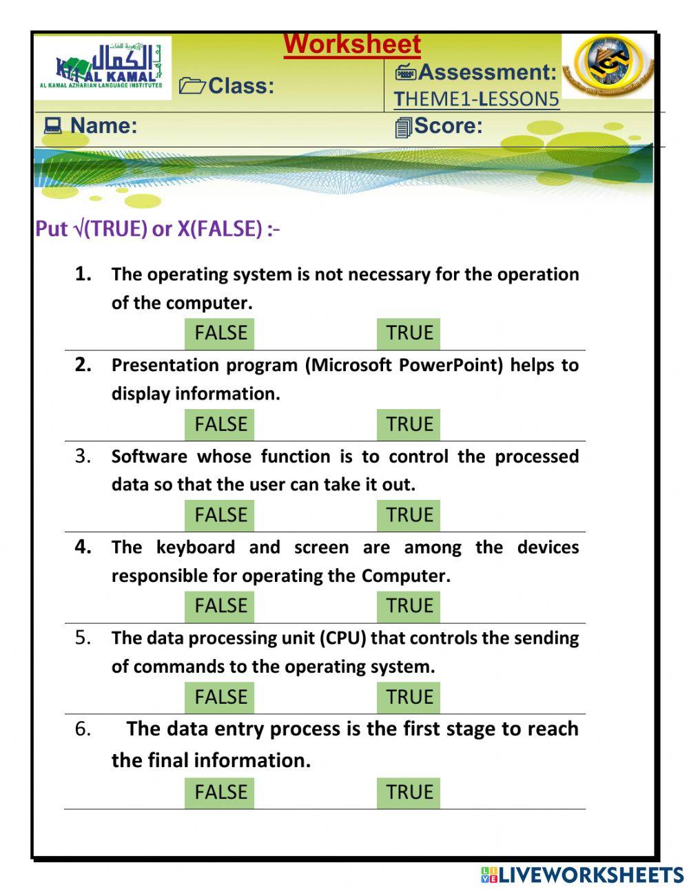 Lessonn4 -ict- … | Free Interactive Worksheets | 1786825