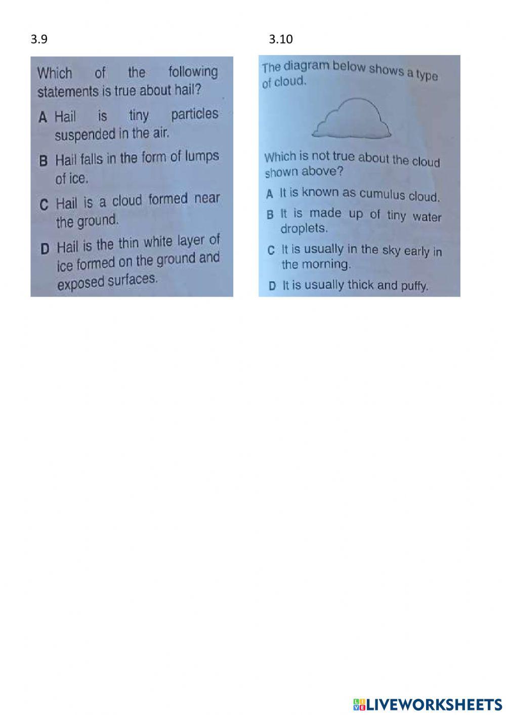Science Test- Water online exercise for | Live Worksheets