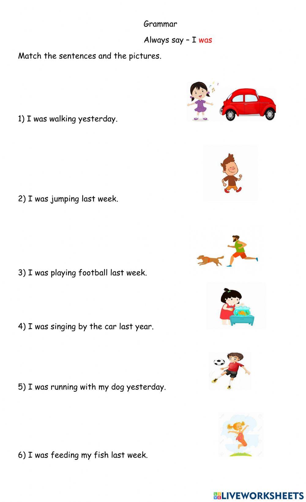 Grammar I was worksheet online exercise for | Live Worksheets