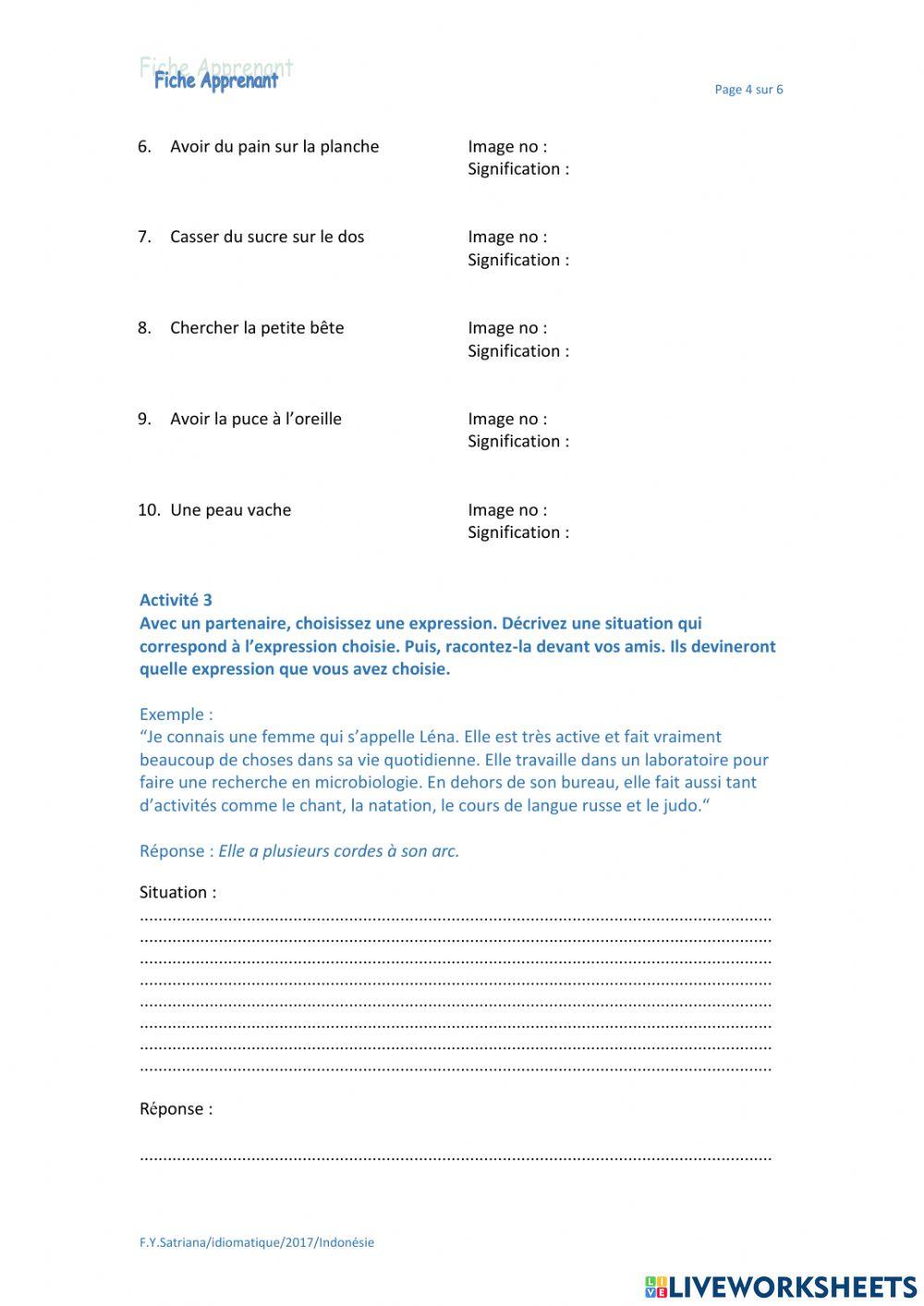 Expressions idi… | Free Interactive Worksheets | 1787438