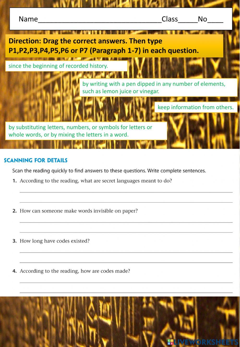 6.1 Scanning for details and drawing conclusions online exercise for ...