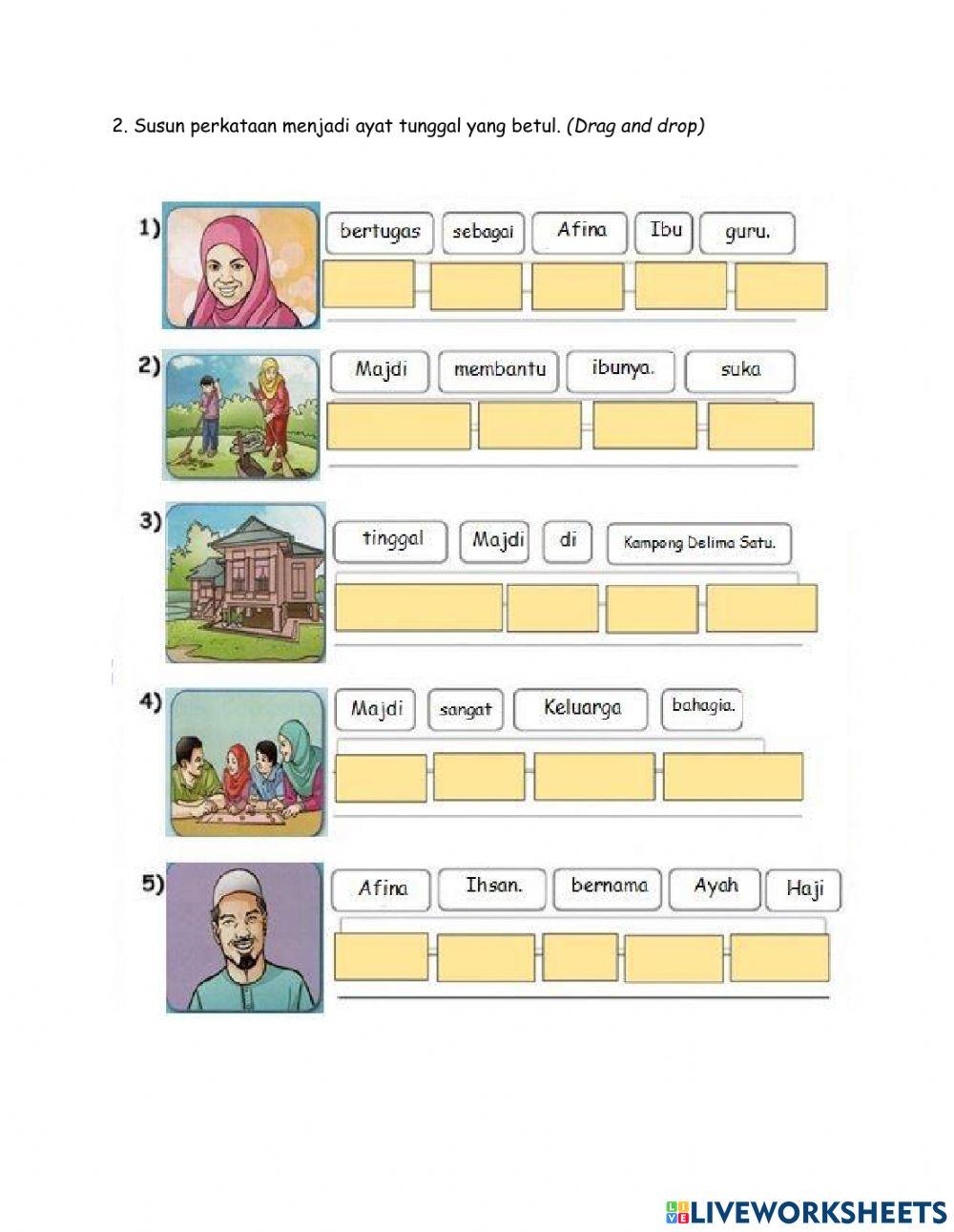 BM Thn 2 -Frasa dan Ayat Tunggal online exercise for | Live Worksheets