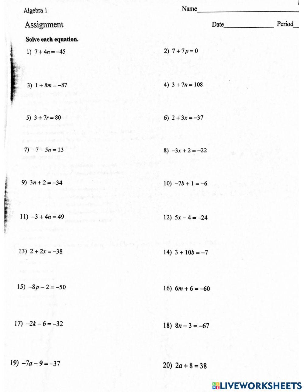 Simple Two-Step Algebra Equations Worksheets: Mastering the Basics