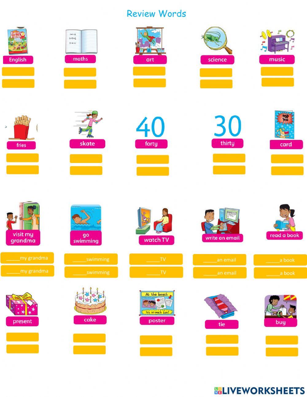 G2 - Review words worksheet | Live Worksheets