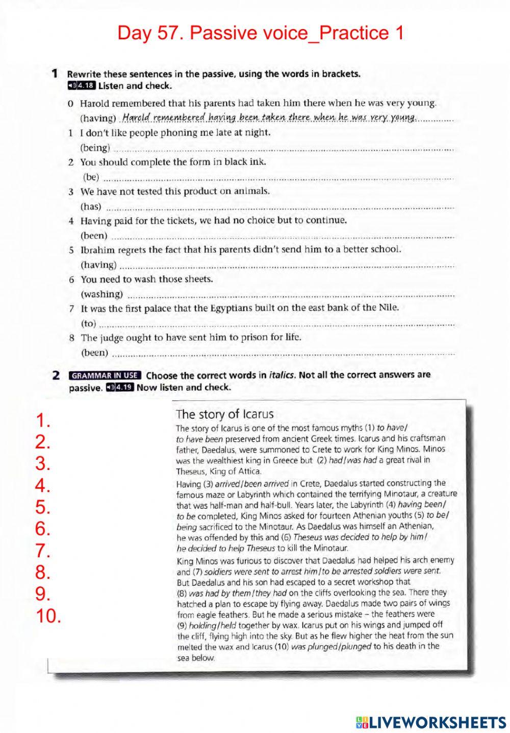 Day 57 Passive 1 worksheet | Live Worksheets