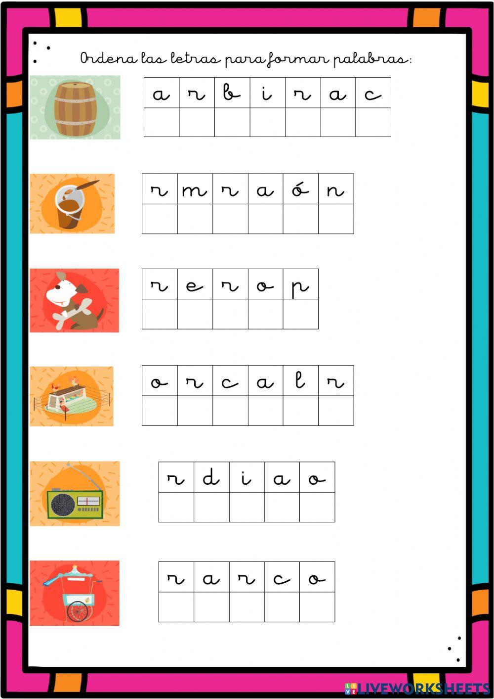 Trabajamos con la r interactive worksheet | Live Worksheets