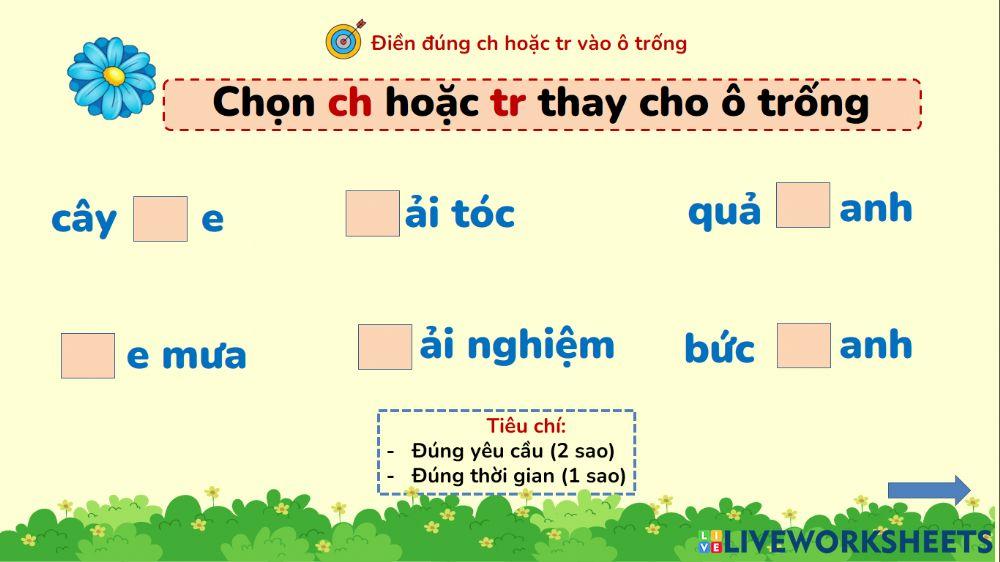 Điền Ch Tr worksheet | Live Worksheets
