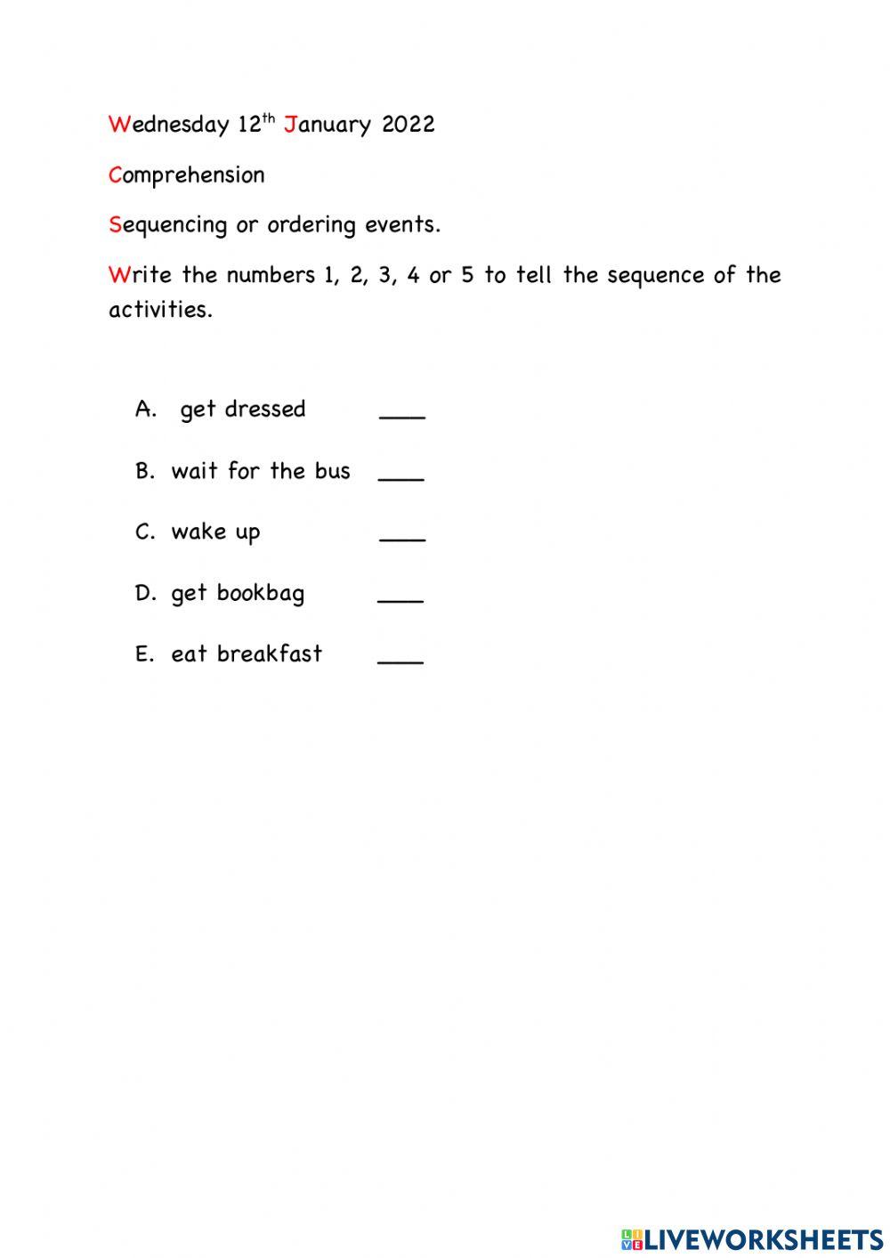 Comprehension - Sequencing online exercise for | Live Worksheets