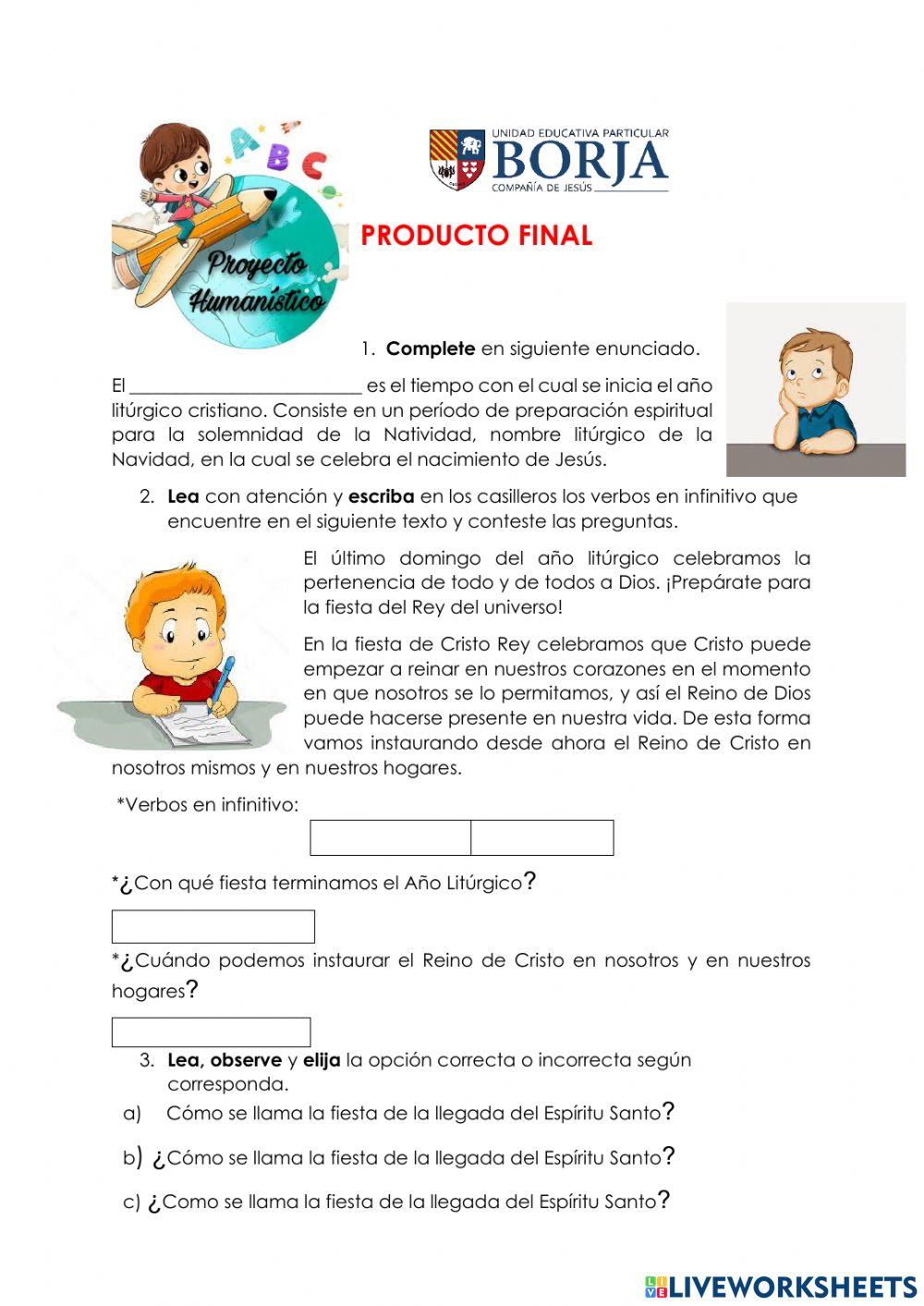 Producto final interactive worksheet | Live Worksheets