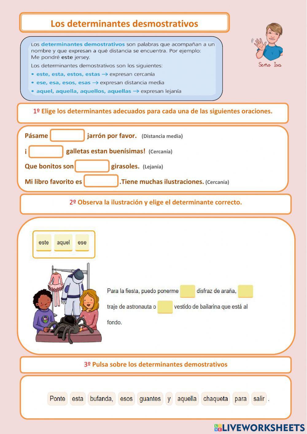 Los determinantes demostrativos exercise | Live Worksheets
