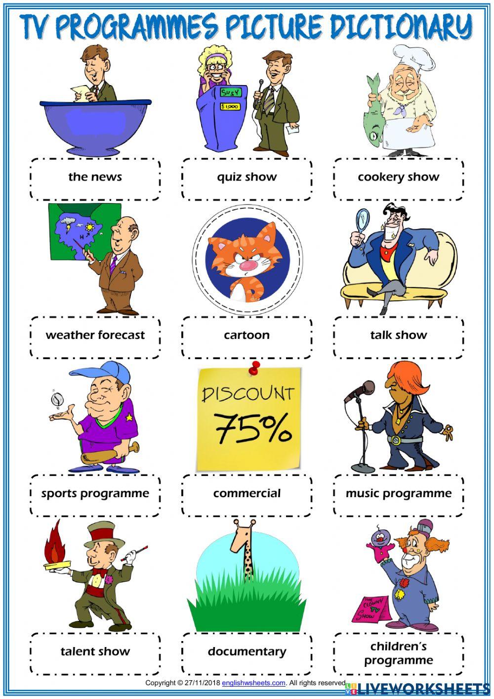 tv programmes vocabulary online exercise for | Live Worksheets