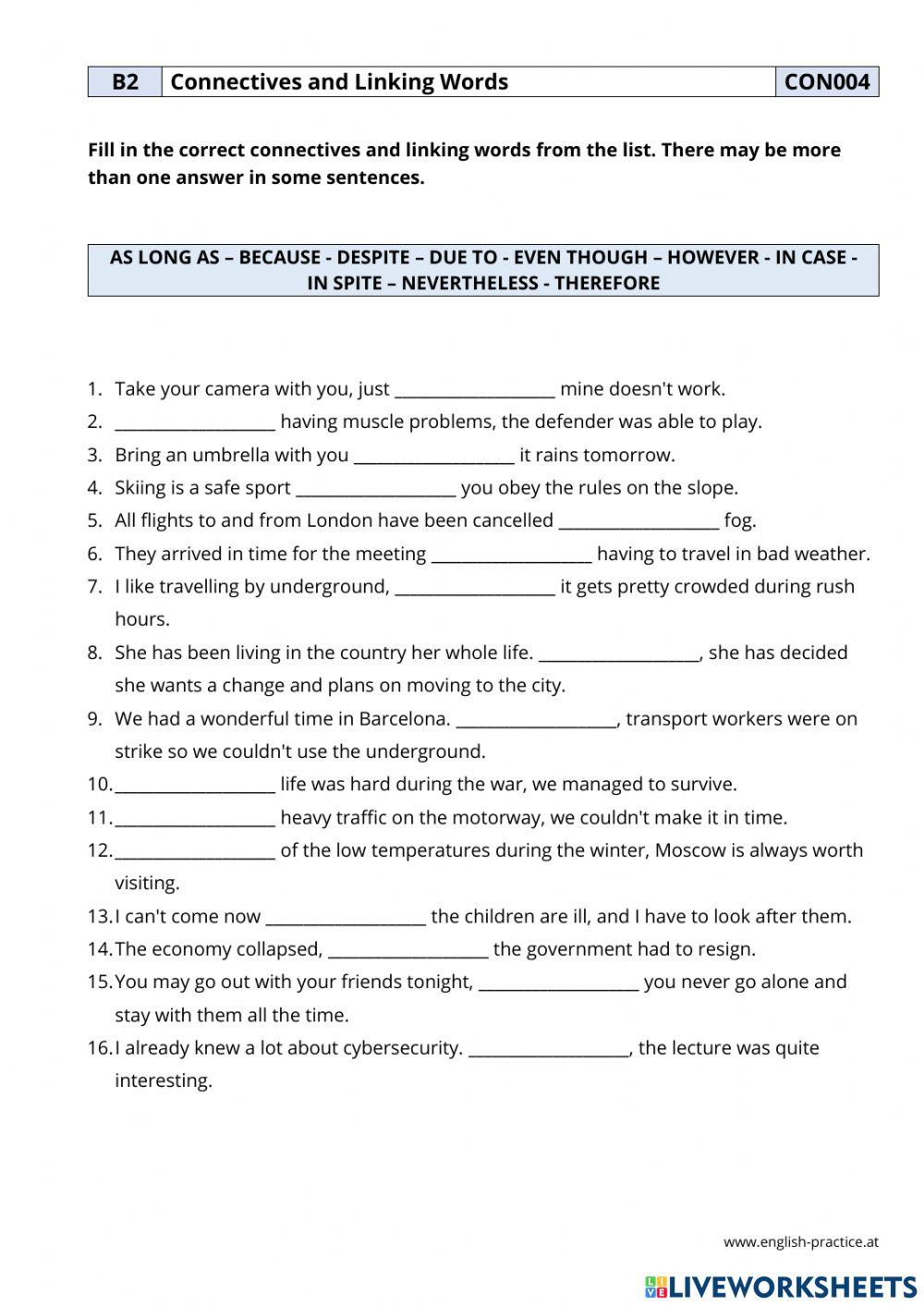 Conjunction | LiveWorksheets | 1788697