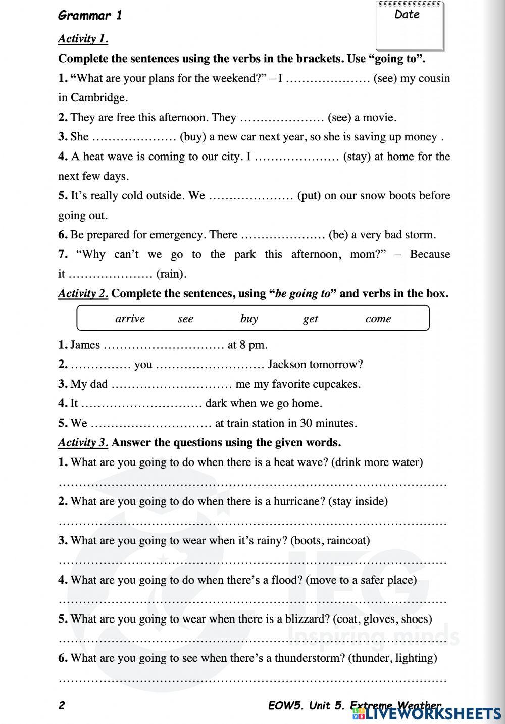 Grammar 1 free exercise | Live Worksheets
