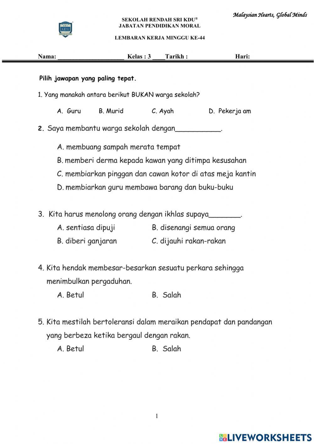 Toleransi free worksheet | Live Worksheets