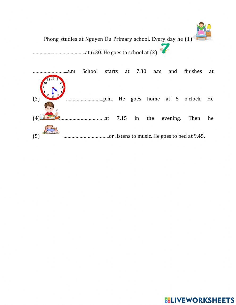 What time is it ? online exercise | Live Worksheets