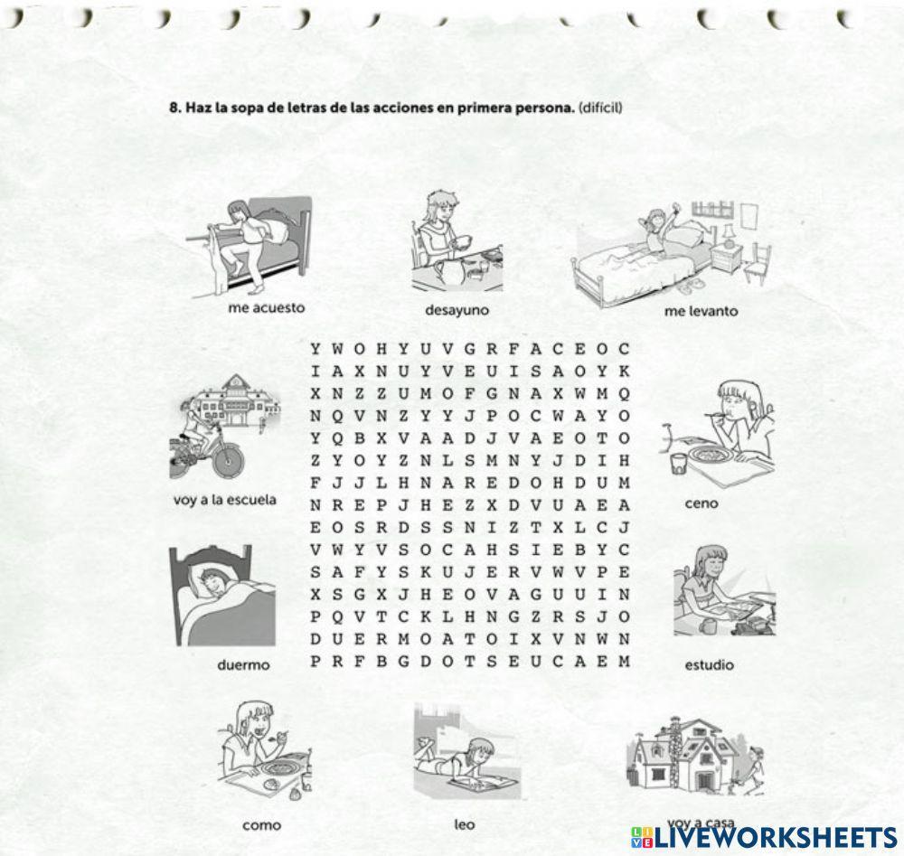 Rutina online worksheet for a1 | Live Worksheets