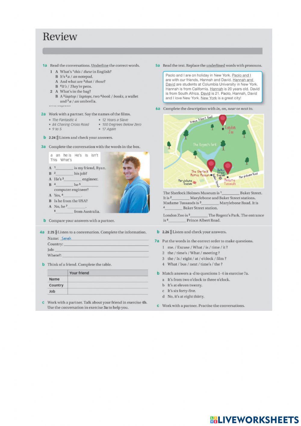 Navigate A1 Review 2 online exercise for | Live Worksheets