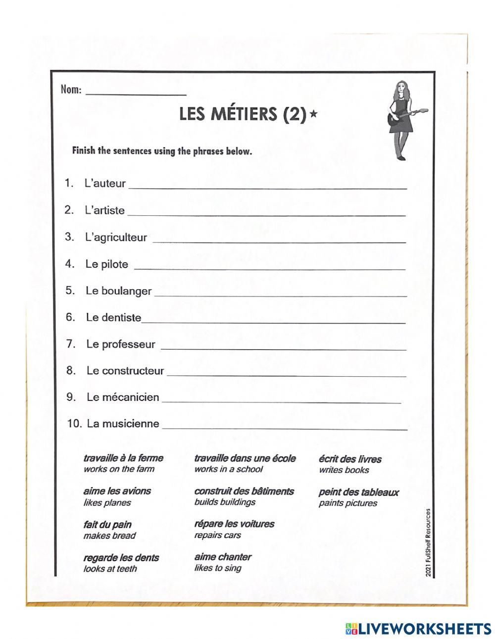 Les métiers mod online exercise for | Live Worksheets