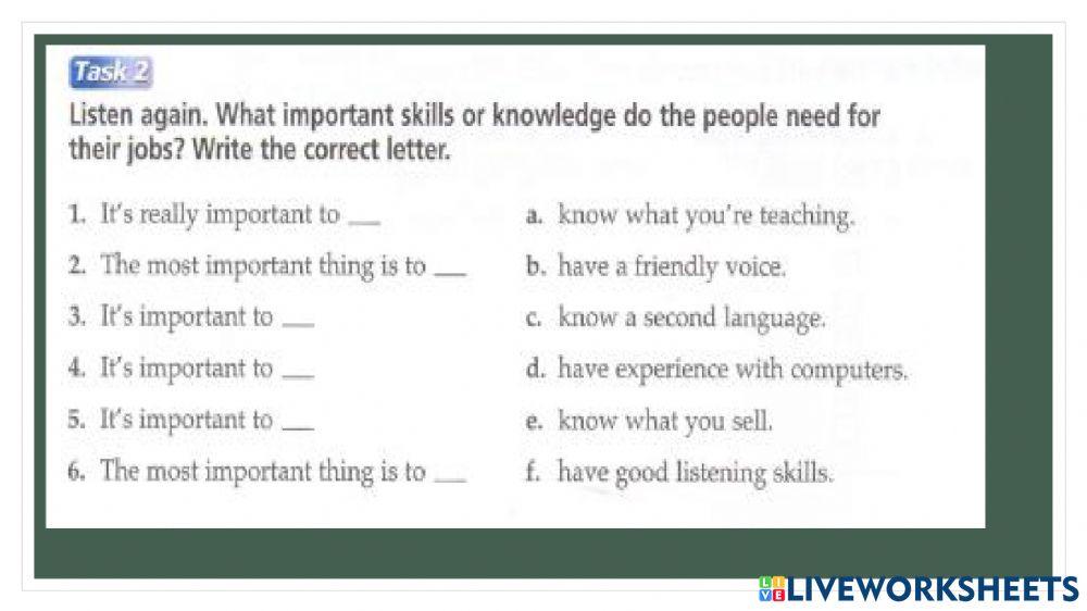 Unit 2 task 3 activity | Live Worksheets