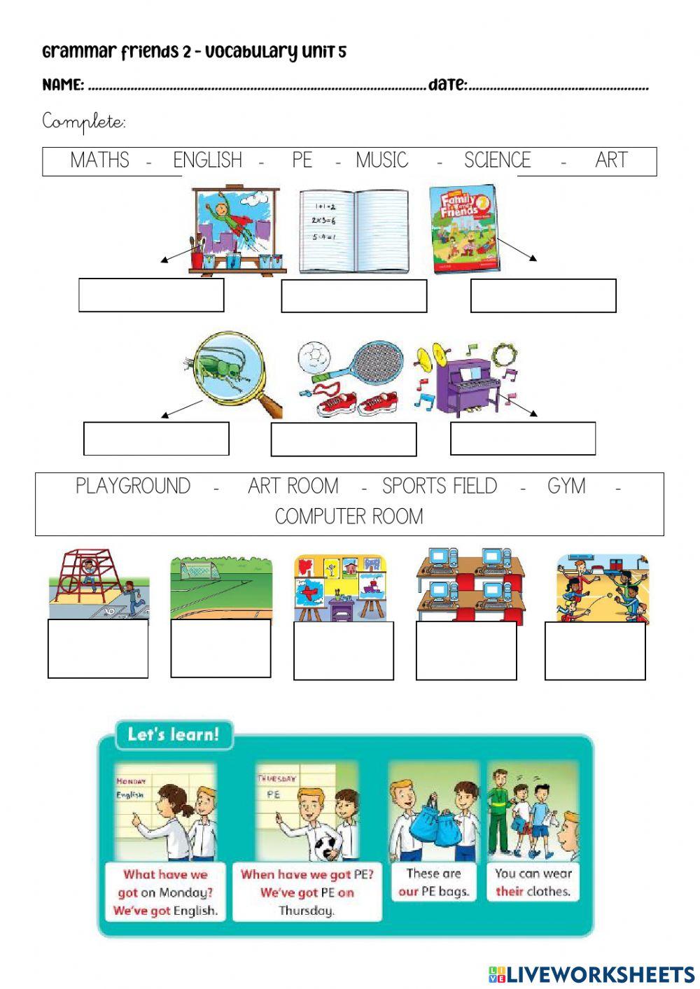 GF2 - UNIT 5 worksheet | Live Worksheets