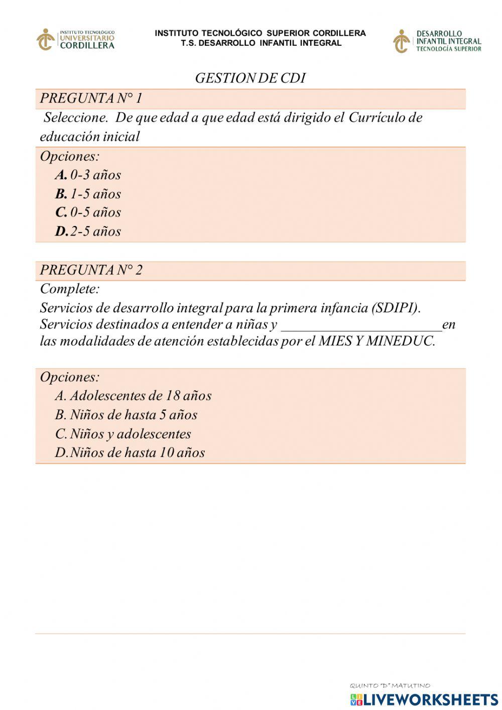 Gestion de cdi worksheet | Live Worksheets