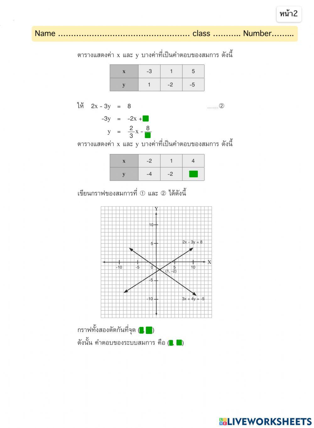 กราฟคำตอบระบบสม… | Free Interactive Worksheets | 1791643