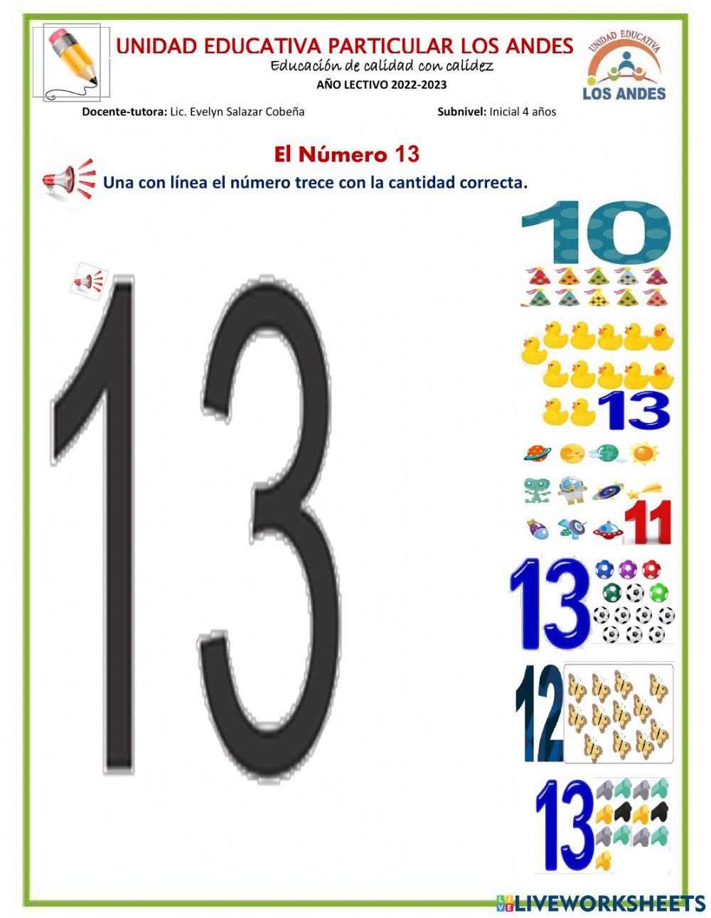 El Número 13 | Live Worksheets