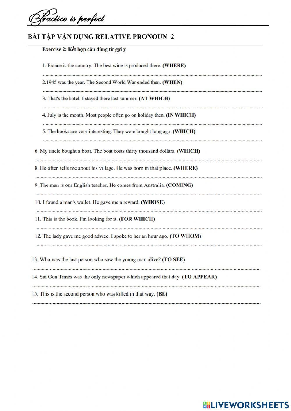Relative activity | Live Worksheets