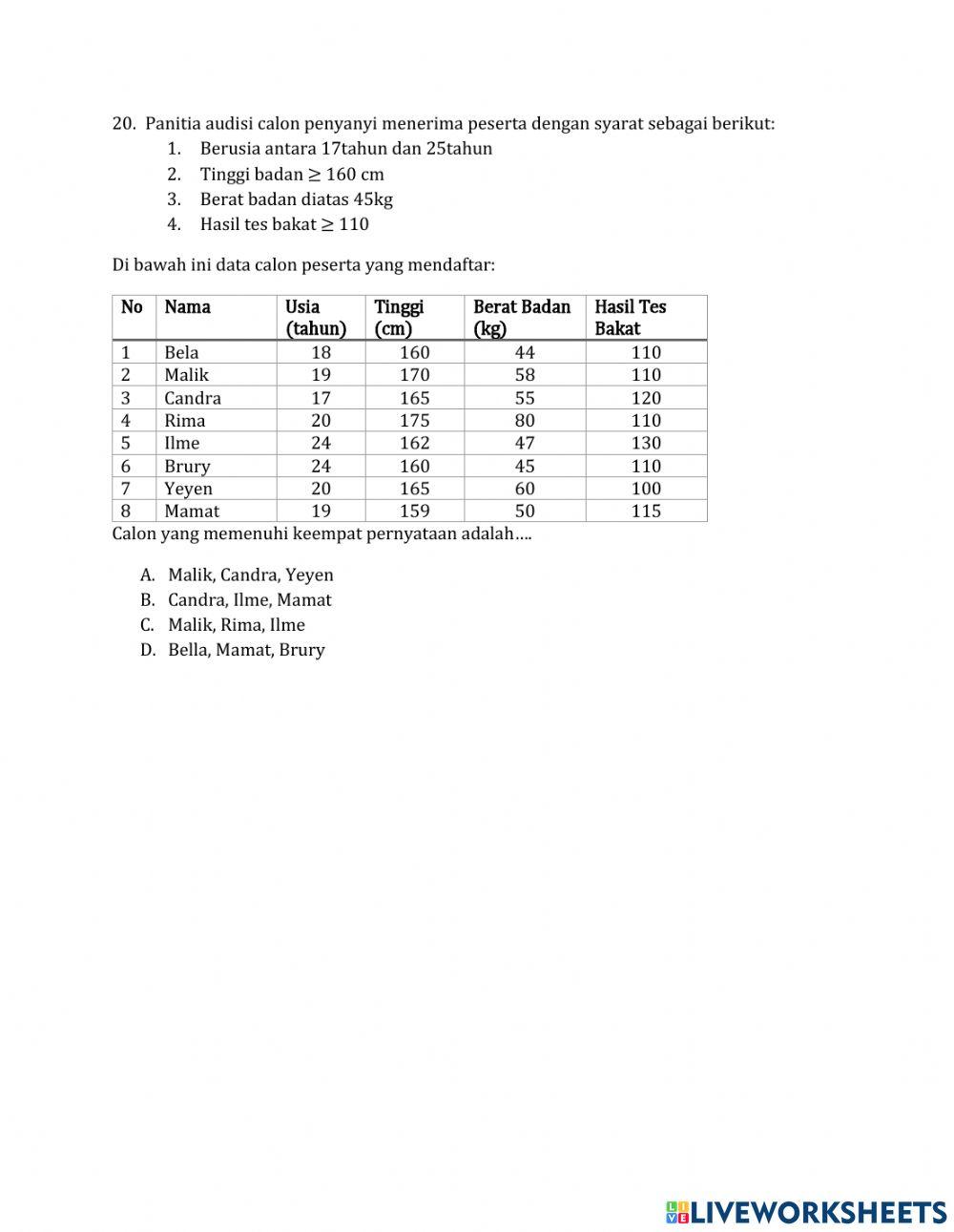 Matematika | Free Interactive Worksheets | 1792413