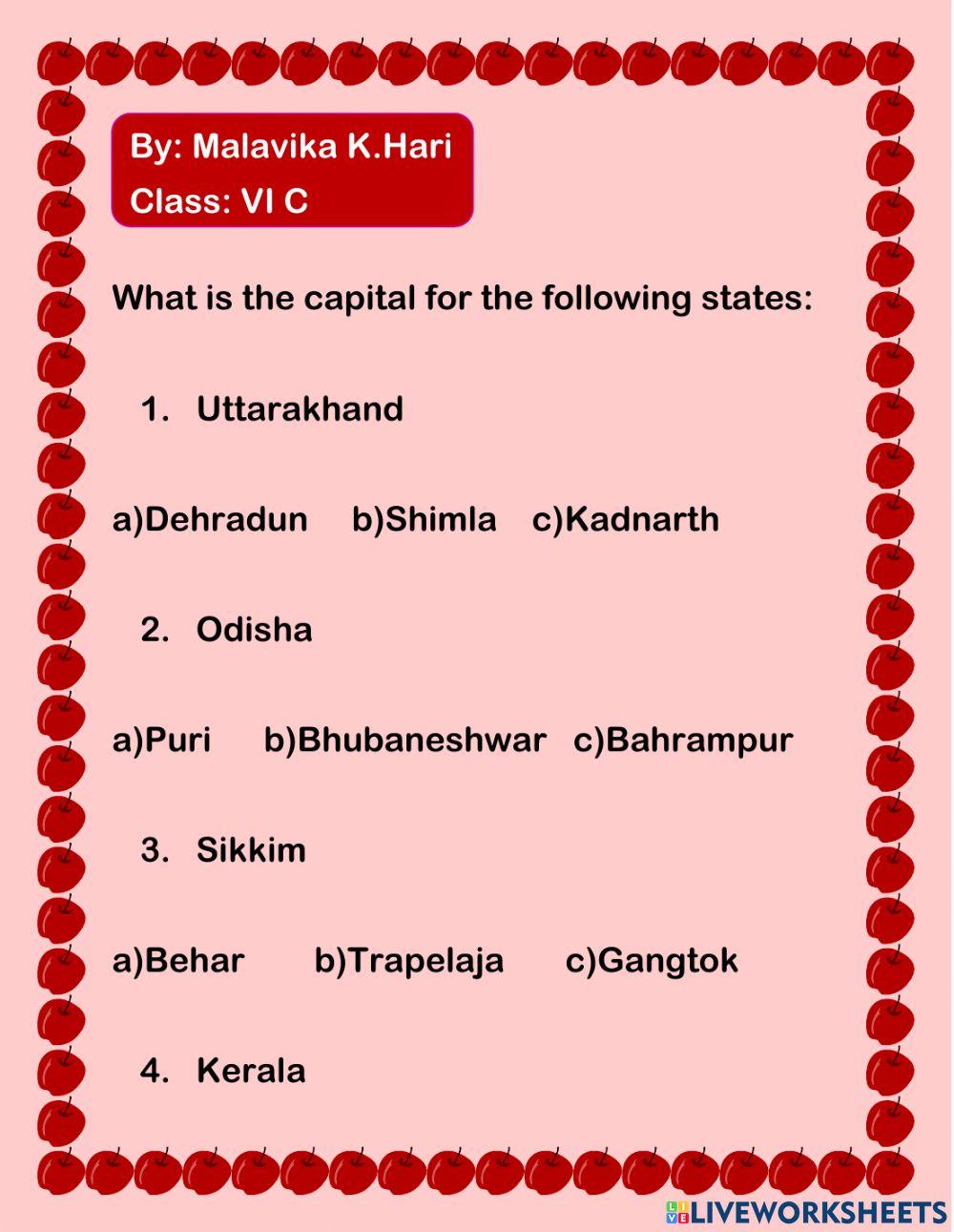 India online exercise for | Live Worksheets