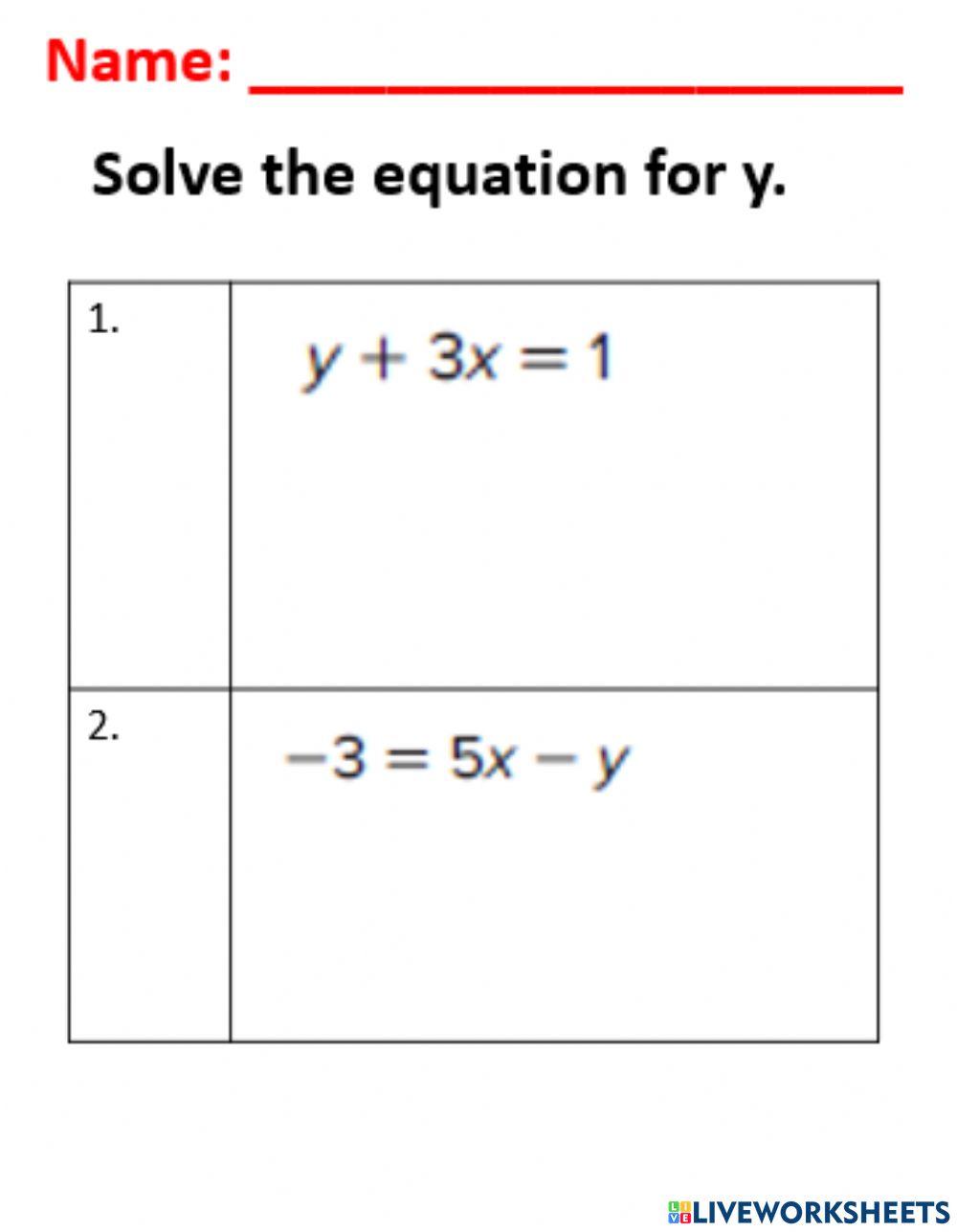 Solve linear eq… | Free Interactive Worksheets | 1792691