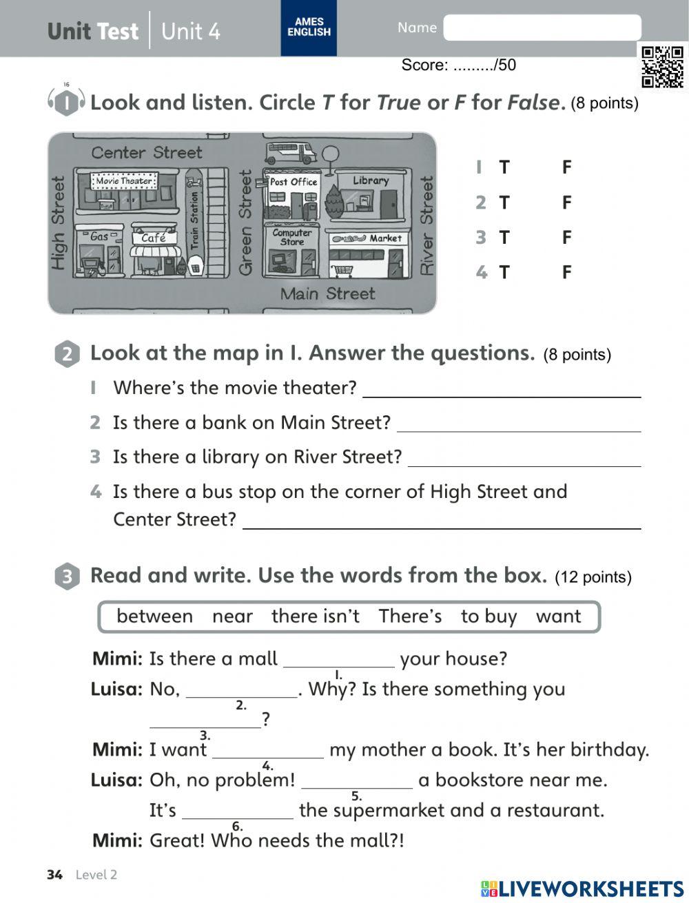 BIG ENGLISH 2-UNIT 4-MINI TEST online exercise for | Live Worksheets