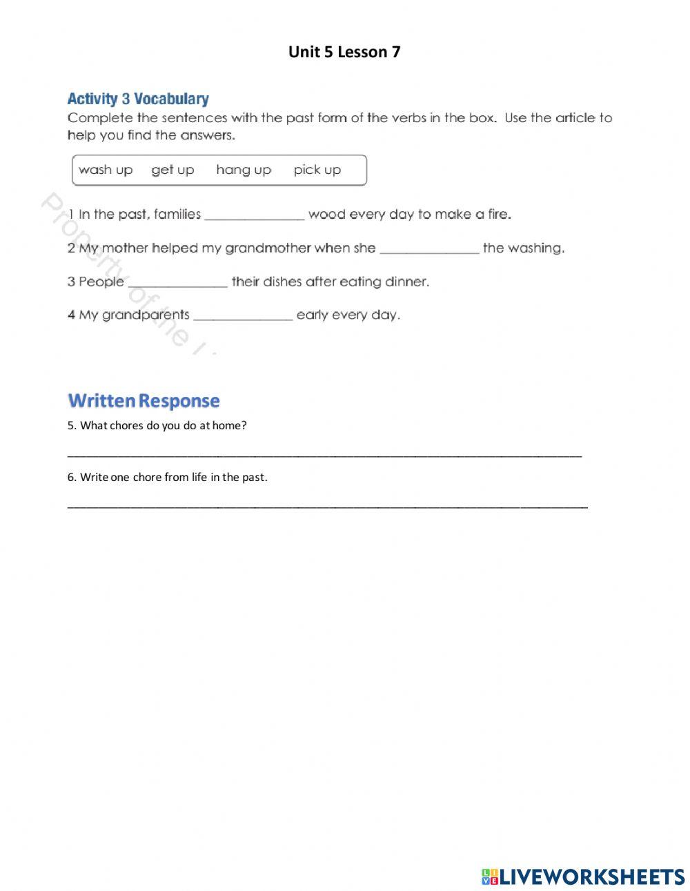 G8 Unit 5 Lesson 7 worksheet | Live Worksheets