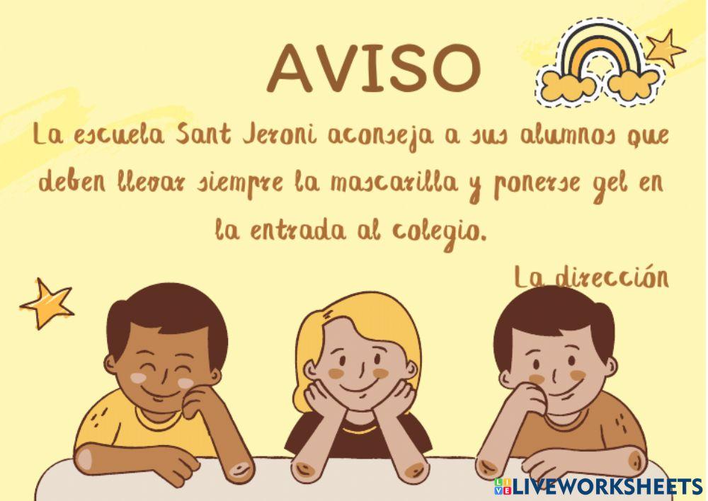 El aviso | Free Interactive Worksheets | 1792802