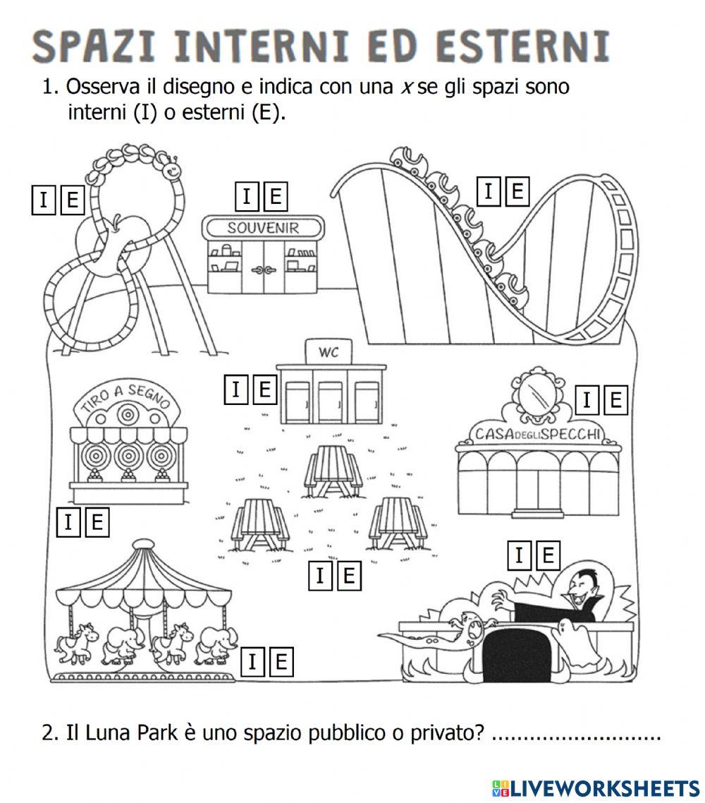 Spazi interni ed esterni worksheet | Live Worksheets