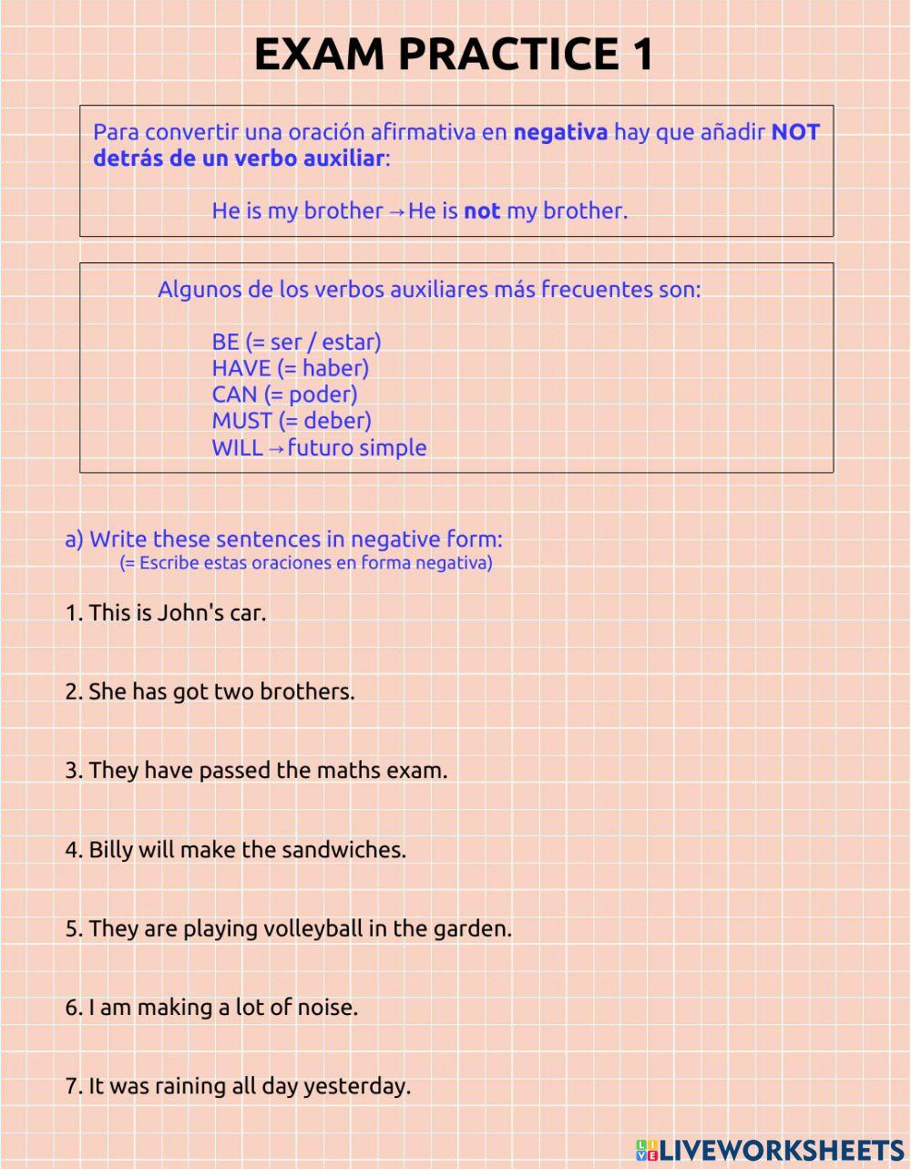Exam practice 1 | Free Interactive Worksheets | 1786945