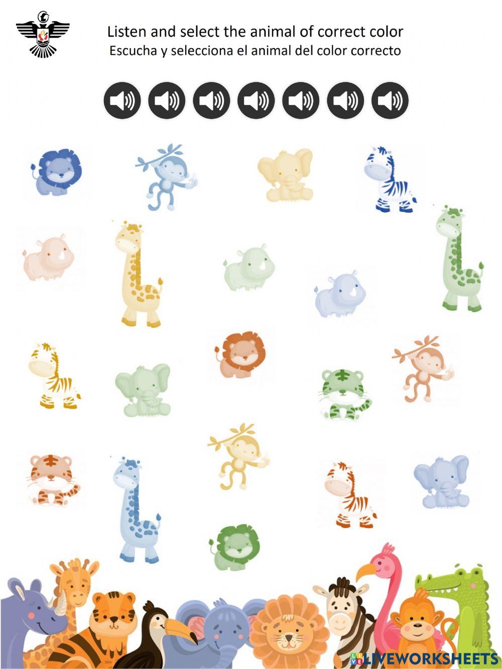 Colors and anim… | Free Interactive Worksheets | 1793321