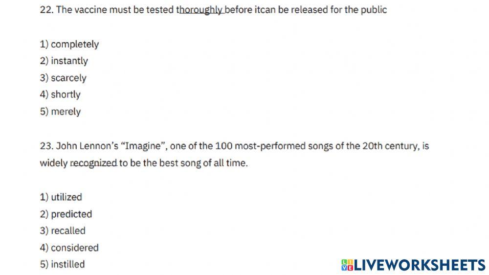 GAT ENG-Part 2 Vocabulary online exercise for | Live Worksheets