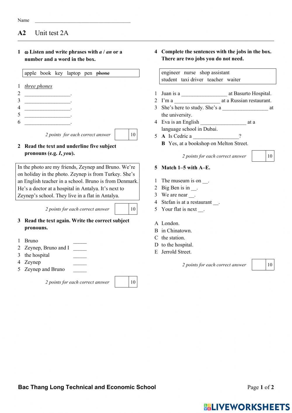 Navigate A1 Uni… | Free Interactive Worksheets | 5276574